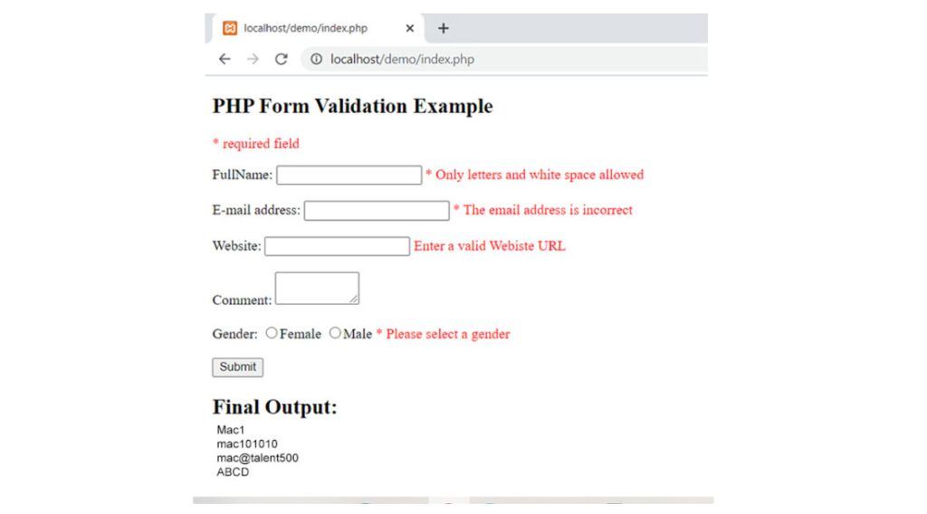 Data collection with PHP - Creating forms, Setting up and Validation | Talent500 blog