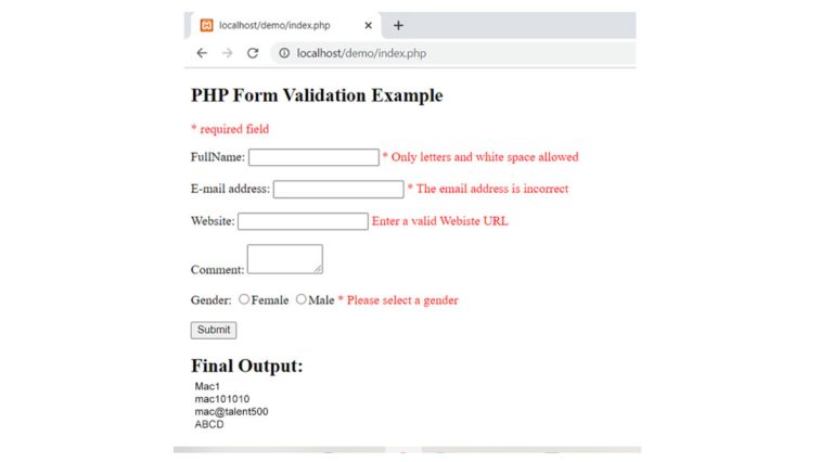 Data collection with PHP - Creating forms, Setting up and Validation | Talent500 blog